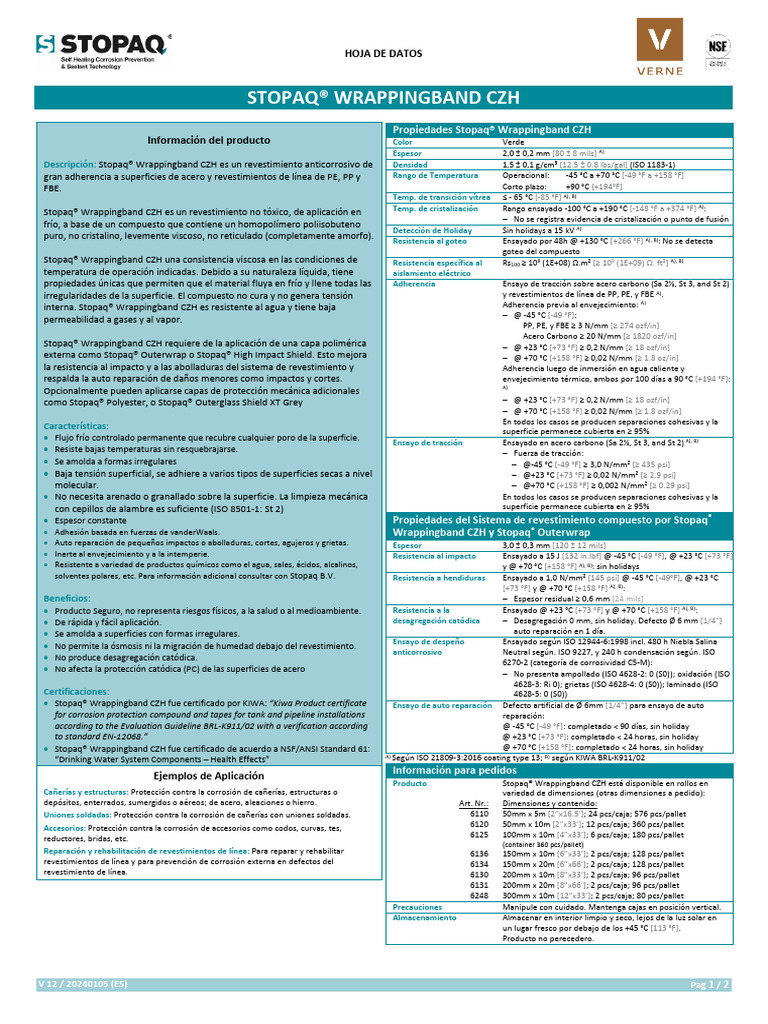 Revestimiento Anticorrosivo Stopaq® CZH | PDF | Revestimiento | Química ...