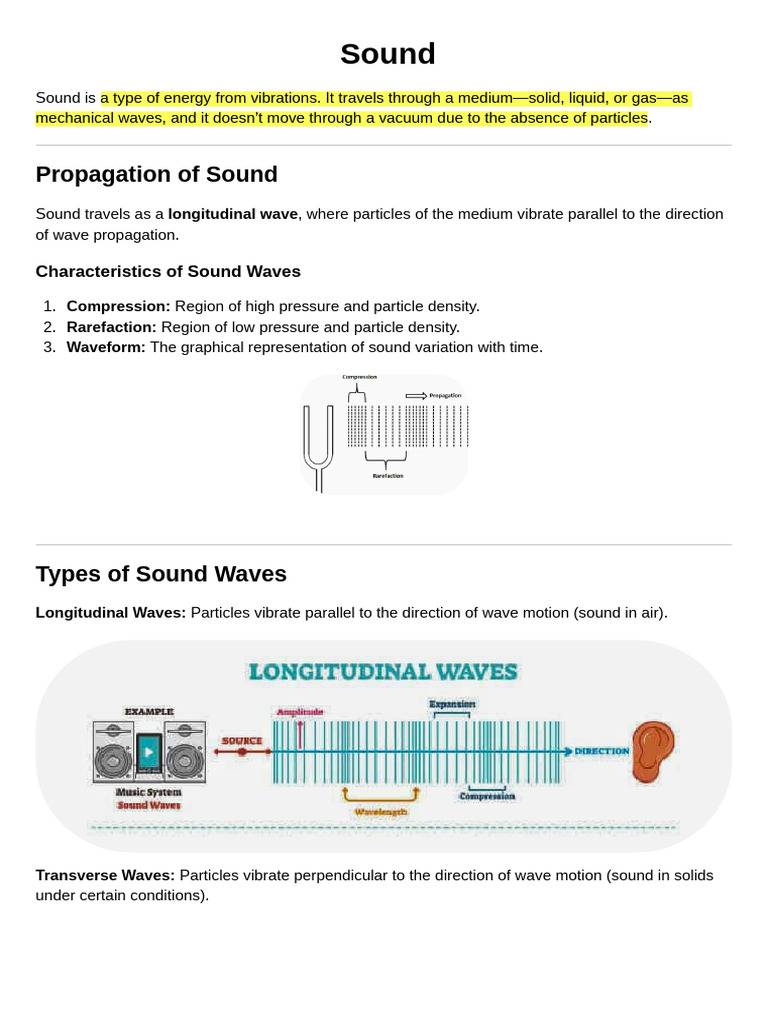 Sound Is A Form of Energy Produced by Vibrating Objects. It Travels ...