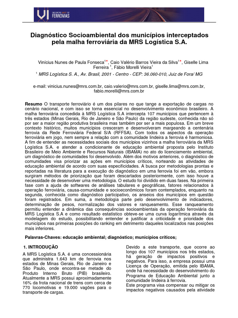 Diagnóstico Socioambiental da MRS Logística | PDF | Logística ...