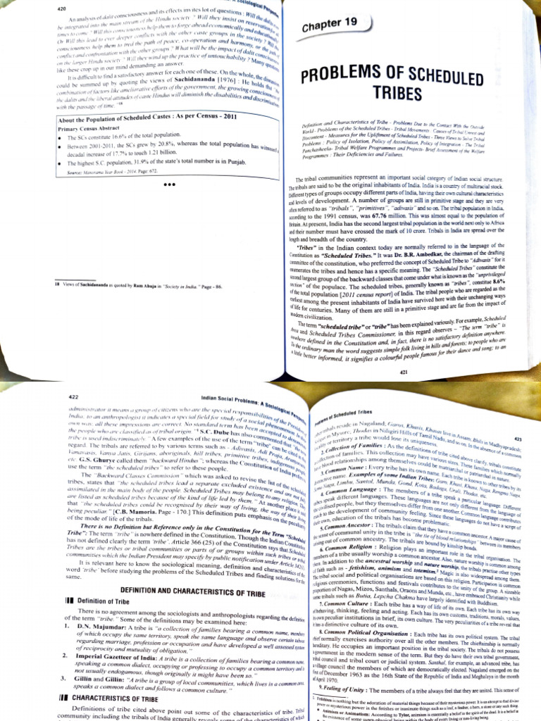 STs, Def, Char, Problems, Causes for Tribal Unrest, Tribal Movemt, Measures, Approaches to Solve ...