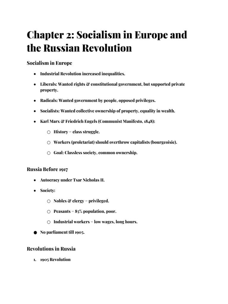 Chapter 2 - Socialism in Europe and The Russian Revolution | PDF