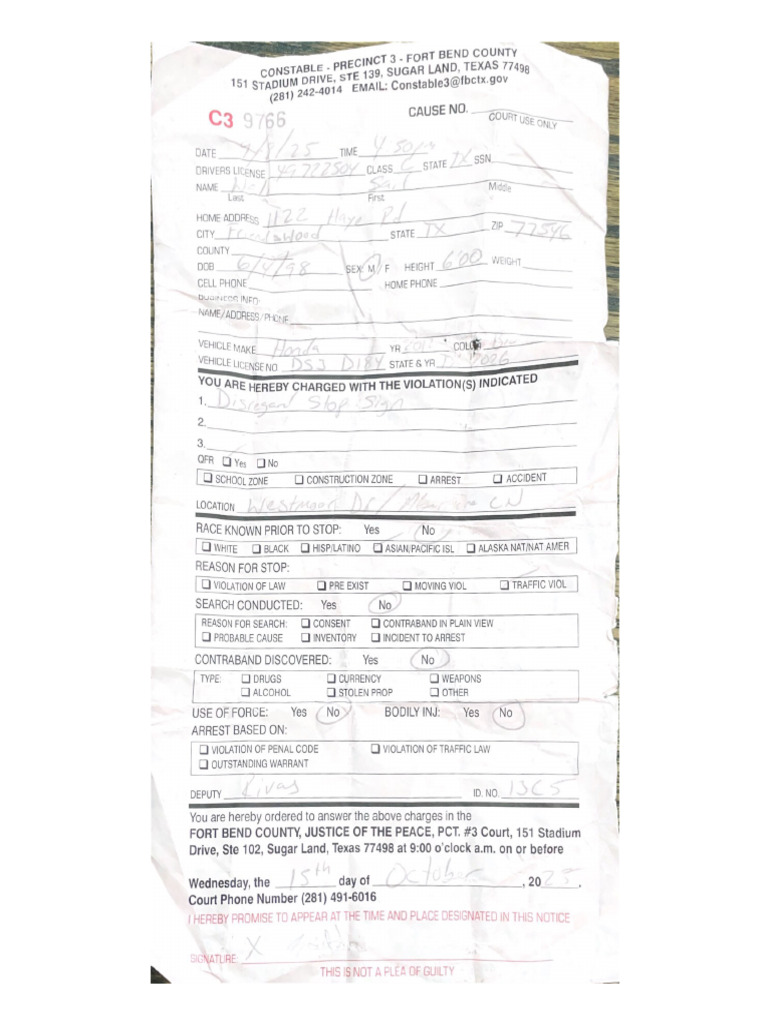 Traffic Violation Ticket | PDF