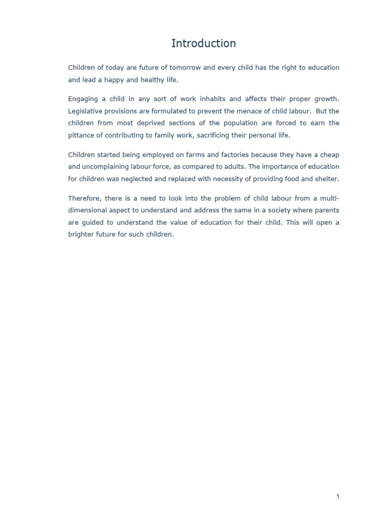 Child Labour Introduction | PDF