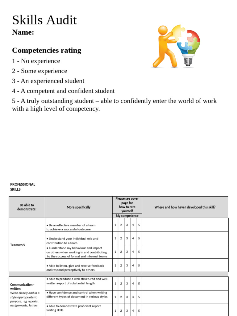 Skills Audit for Professional Development | PDF