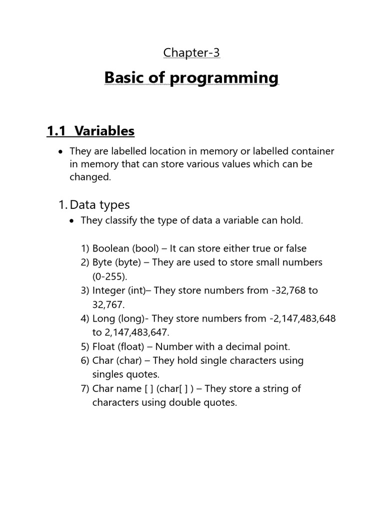 Chapter-3 | PDF | Boolean Data Type | Integer (Computer Science)