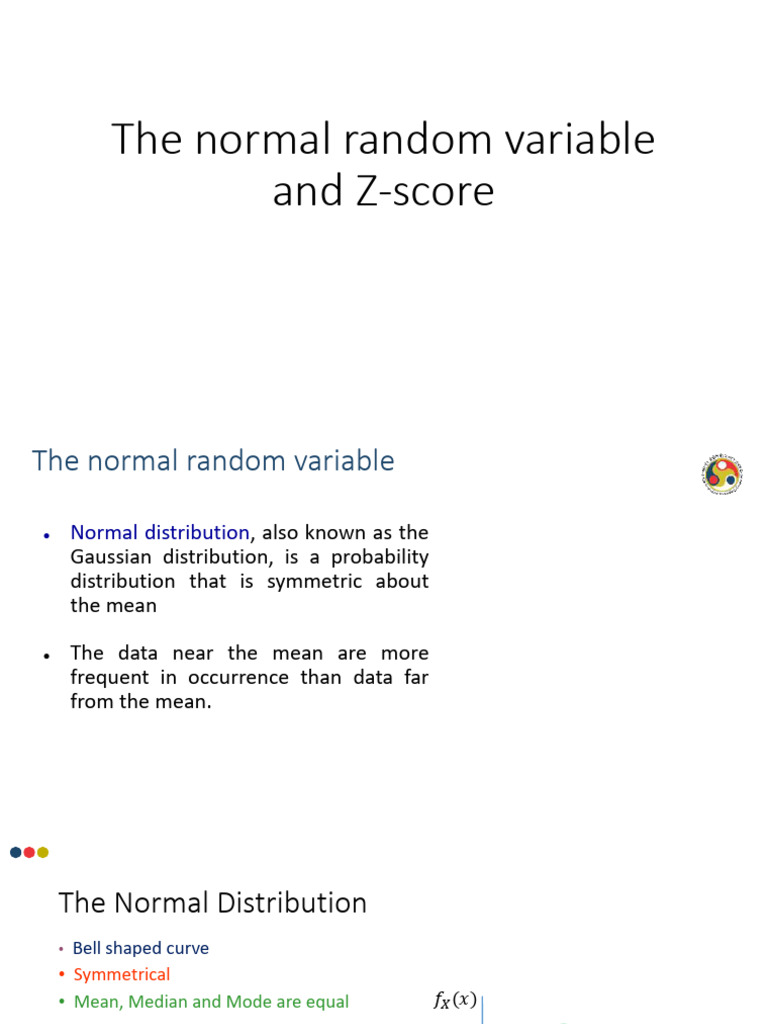Week - 12 - The Normal Random Variable and Z-Score - V2 | PDF | Normal ...