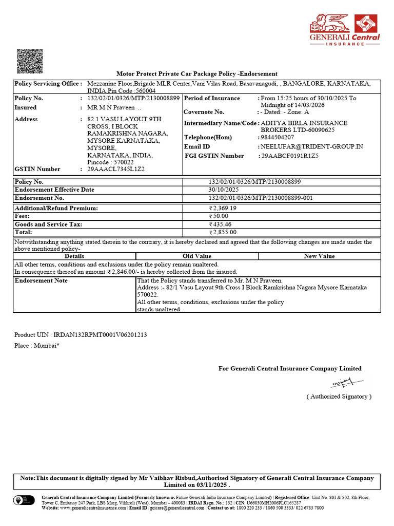 1811 Endorsement Note 132-02-01-0326-MTP-2130008899 001 | PDF