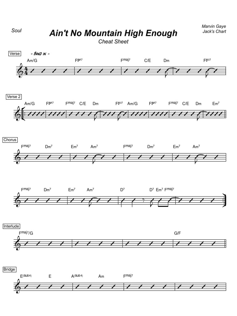 Ain't No Mountain High Enough (Cheat Sheet) C | PDF