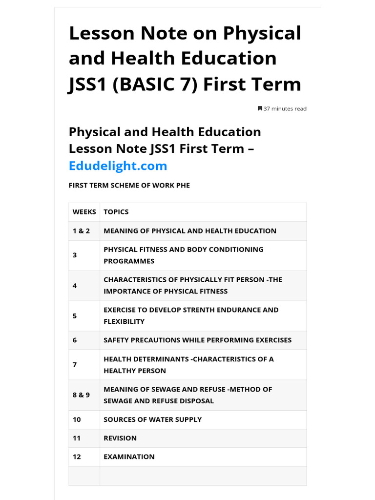 LessonNoteonPhysicalandHealthEducationJSS1(BASIC7)FirstTerm 1761490922008 | PDF | Judo ...