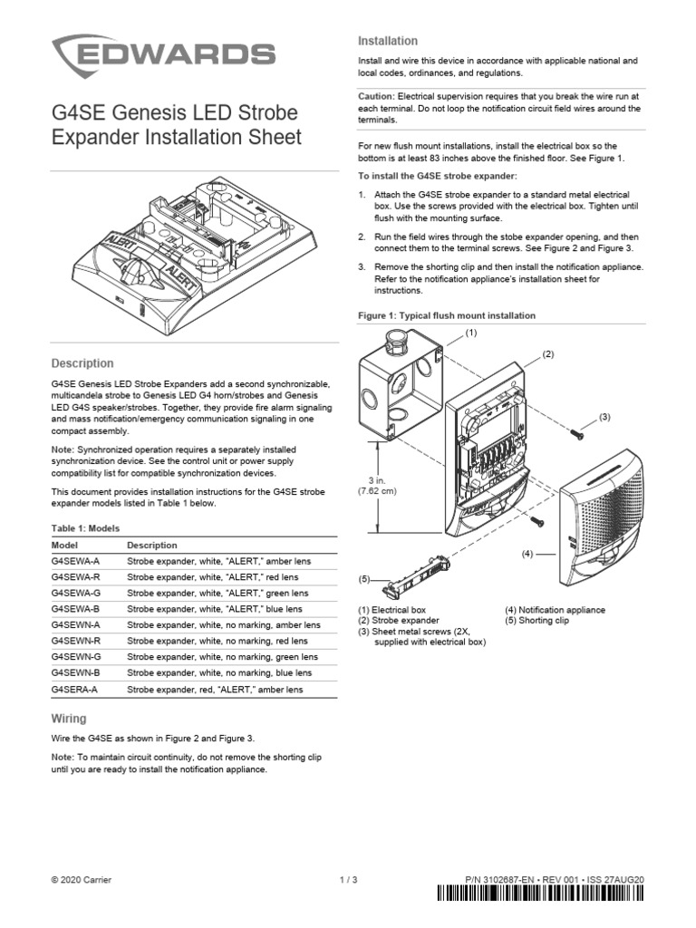 Kidde - 3102687 en R001 G4se Genesis Led Strobe Expander Installation ...