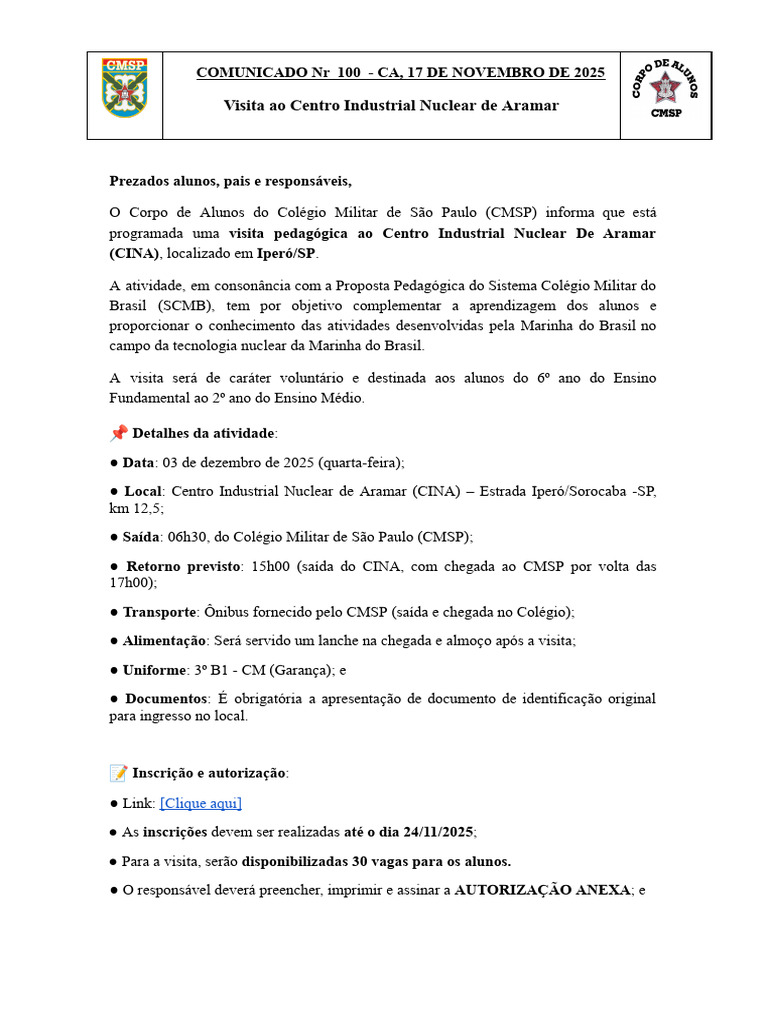 COMUNICADO NR 100 - CA, 17 DE NOVEMBRO DE 2025 - 2 | PDF
