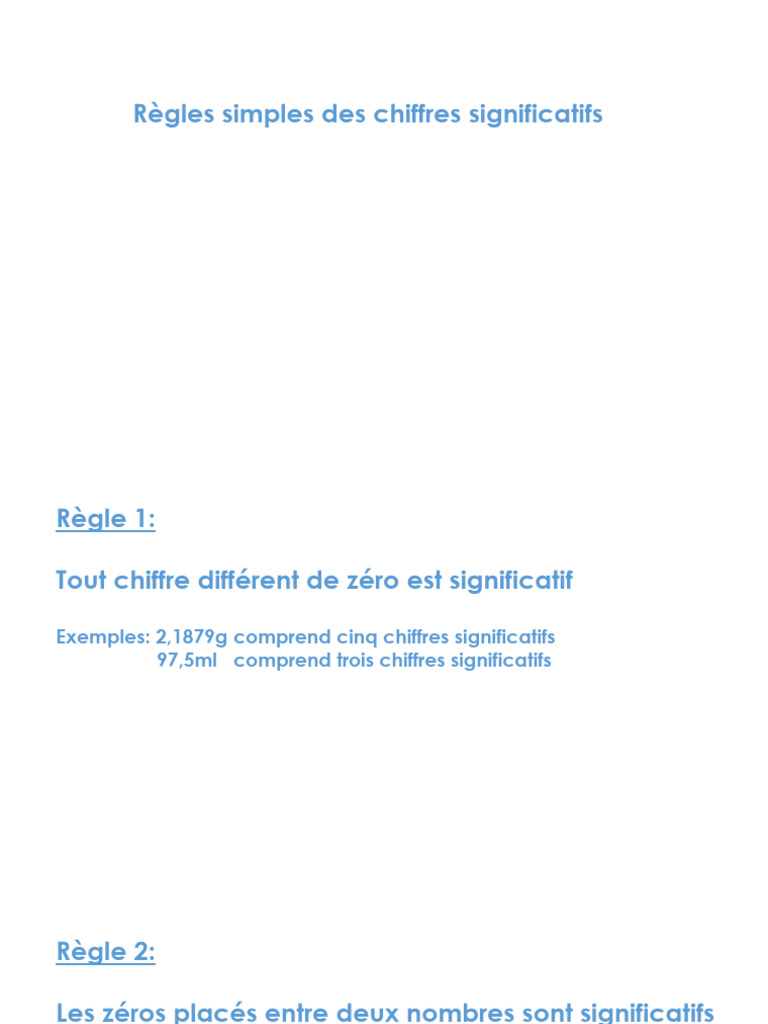 Règles des Chiffres Significatifs en Mathématiques | PDF | Chiffre ...