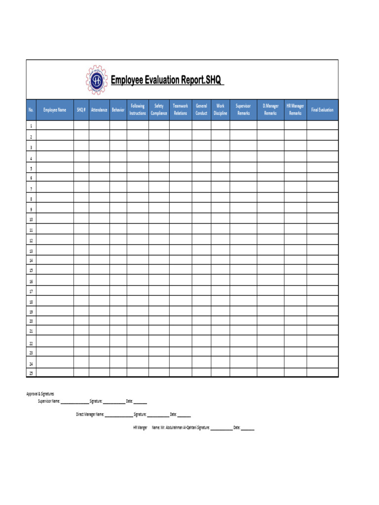 Employee Evaluation Report Template | PDF