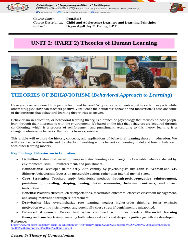 Prof - Ed 3 Part 2 Finals 1 | PDF | Reinforcement | Behaviorism