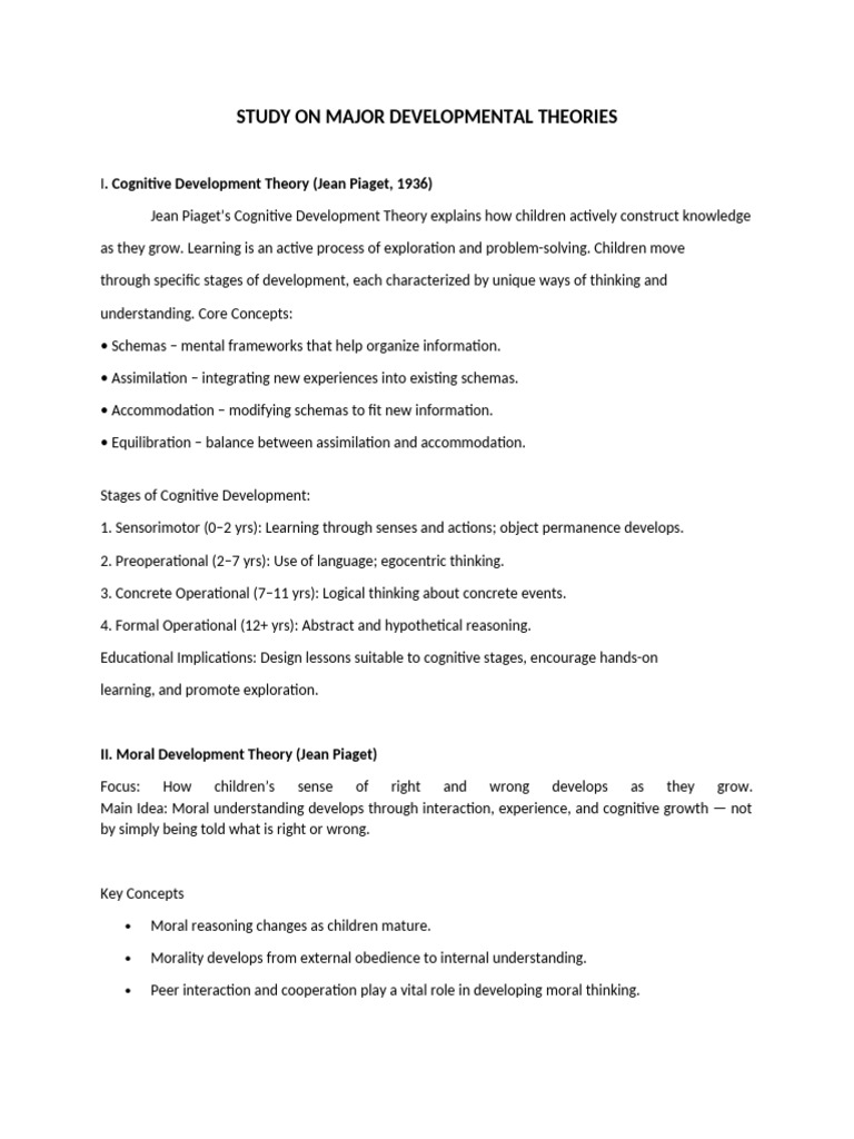 Study on Major Developmental Theories | PDF | Social Psychology | Behavioural Sciences