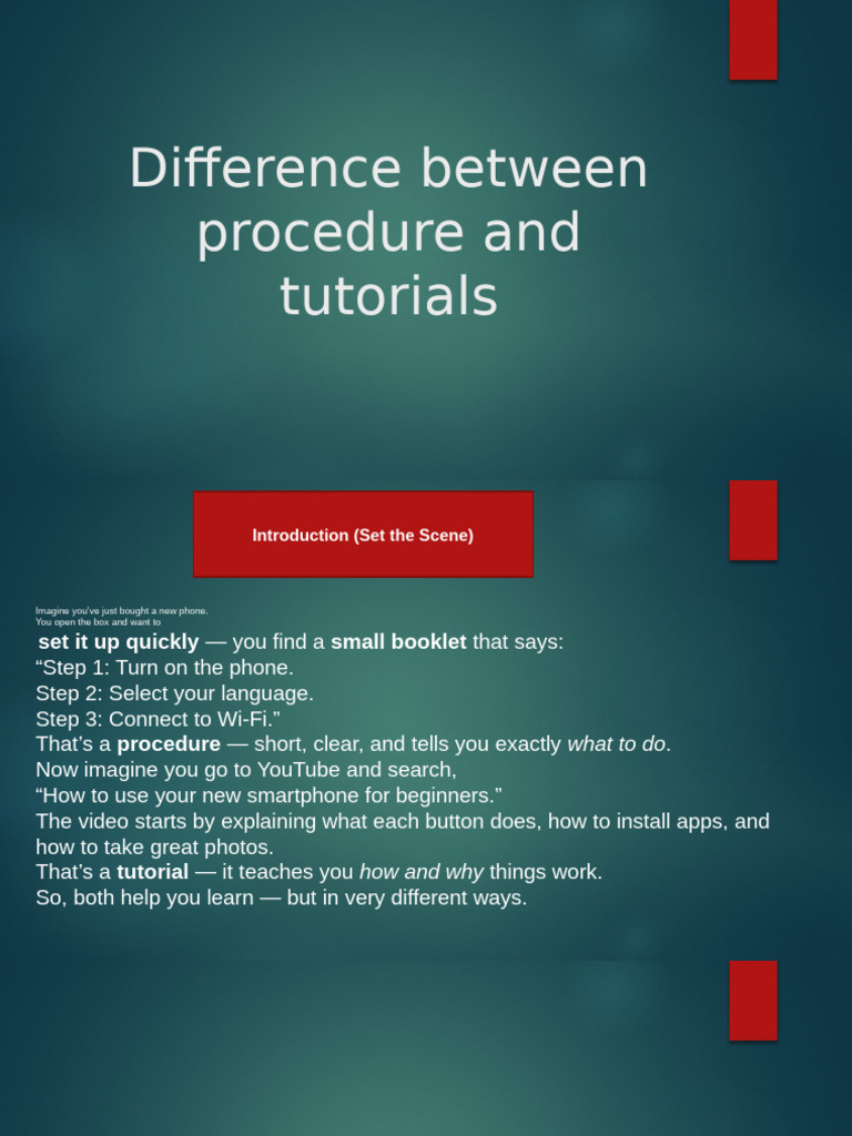 Procedures vs. Tutorials Explained | PDF | Learning | Tutorial