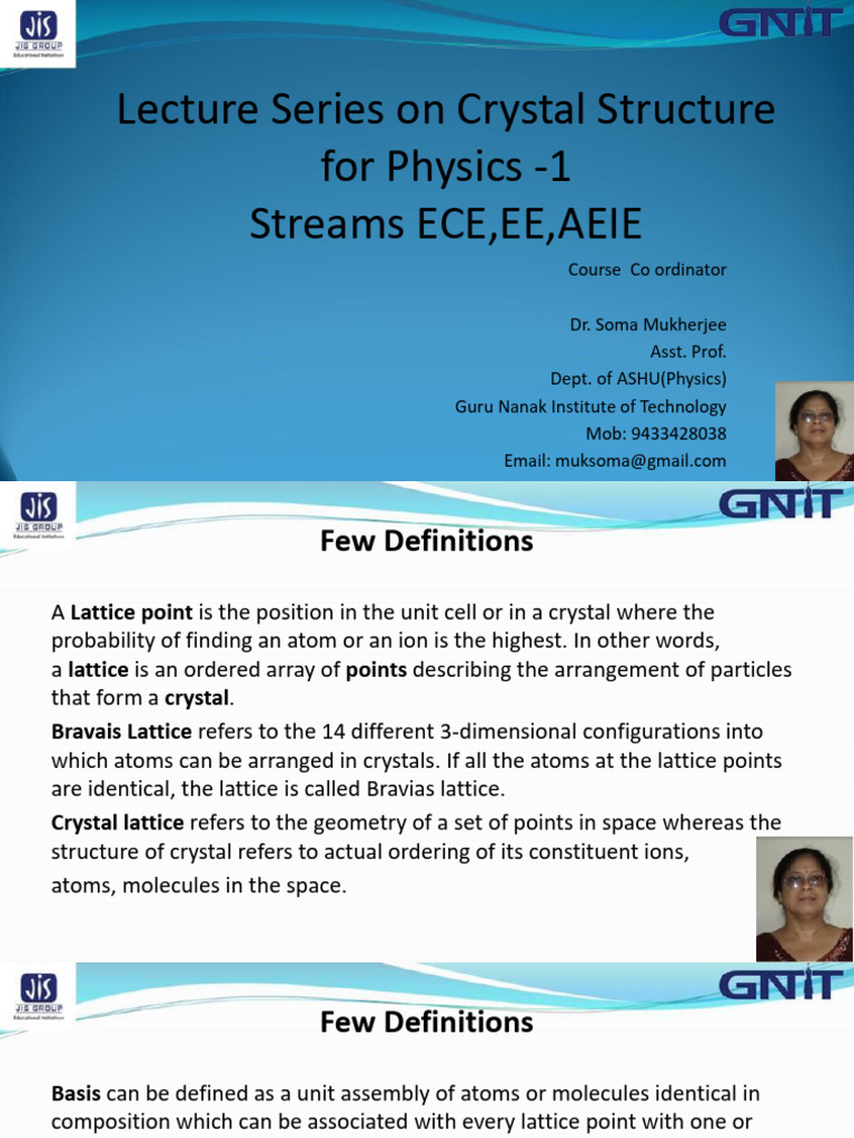 Crystal Structure Lecture Series Overview | PDF | Crystal Structure ...