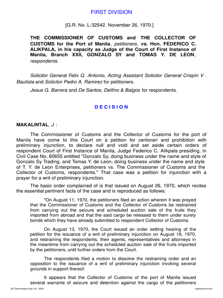 Customs Seizure Case Ruling Summary | PDF | Injunction | Search And Seizure