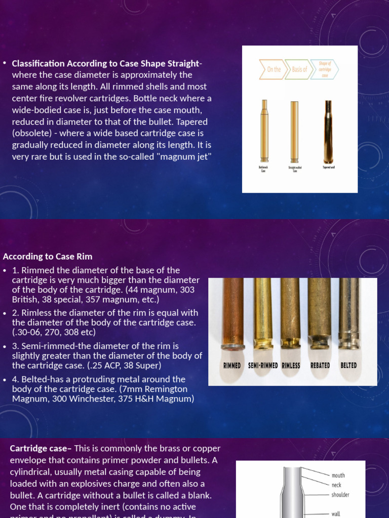Classification of Cartridge | PDF | Cartridge (Firearms) | Bullet