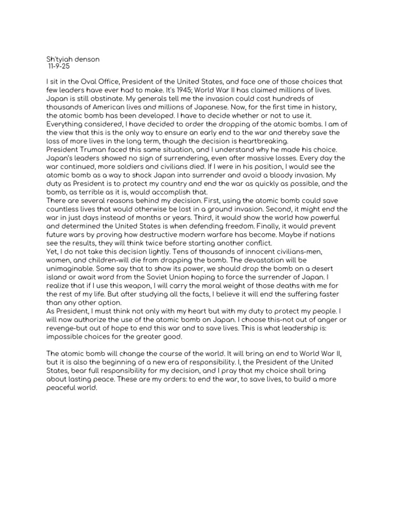 Truman and The Atomic Bombs | PDF | Nuclear Weapons | Bomb