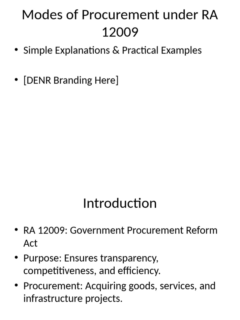 Modes of Procurement RA12009 | PDF | Procurement | Business