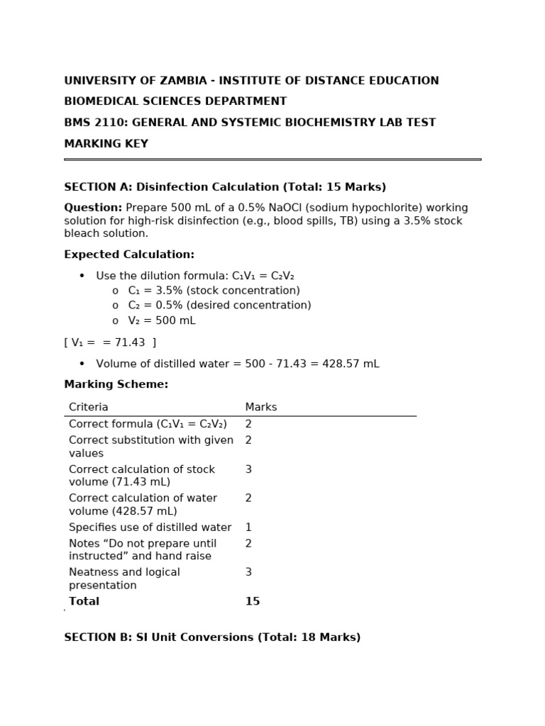Biochemistry Lab Test Marking Key | PDF | Diabetes | Gestational Diabetes