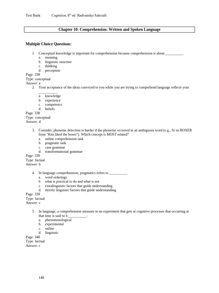 CH10 Cognition6eTB | PDF | Reading Comprehension | Metacognition