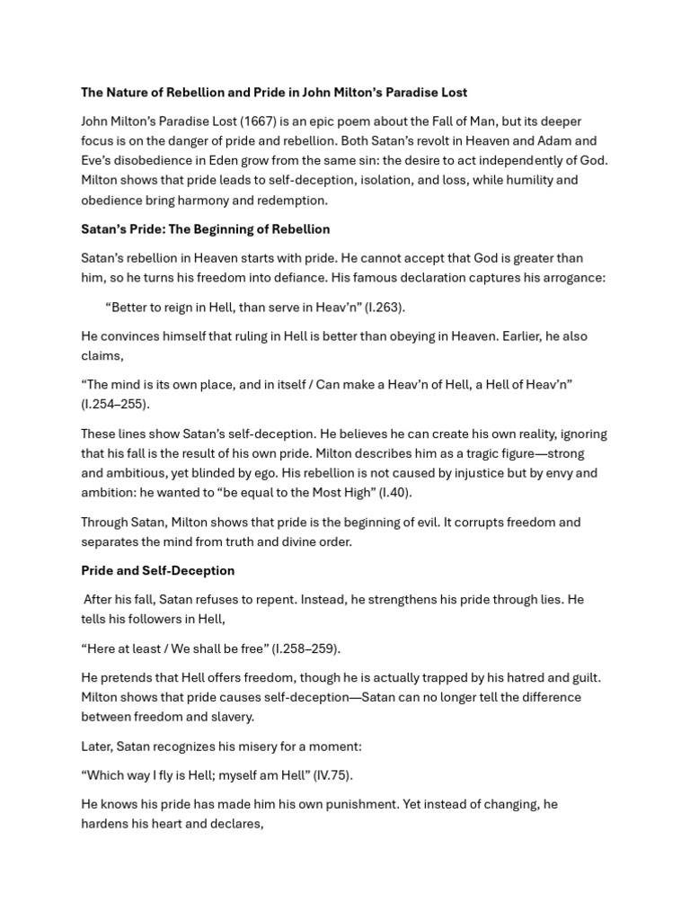 Paradise Lost | PDF | Paradise Lost | Religious Belief And Doctrine