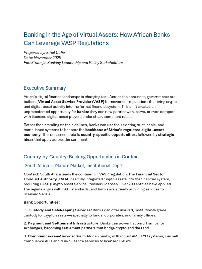 Africa Banks Vasp Whitepaper | PDF | Banks | Cryptocurrency