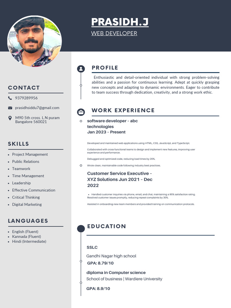 Blue and Gray Simple Professional CV Resume | PDF