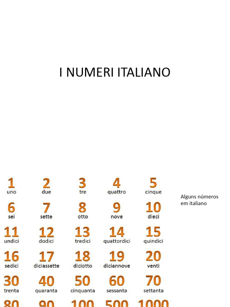 Numeros em Italiano | PDF