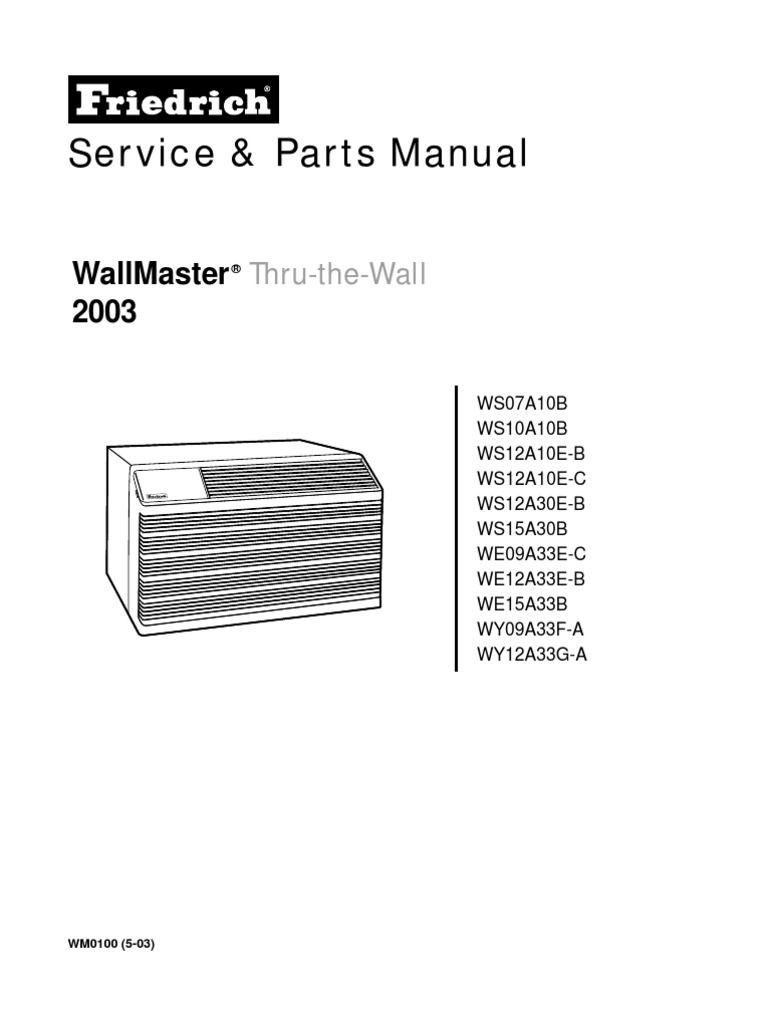 WallMaster PartsManual | PDF | Air Conditioning | Hvac