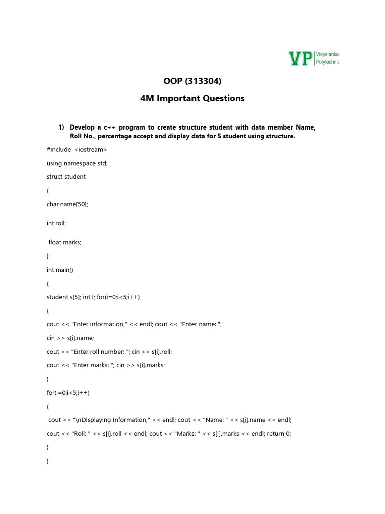 OOP-4M | PDF | Namespace | Computer Engineering