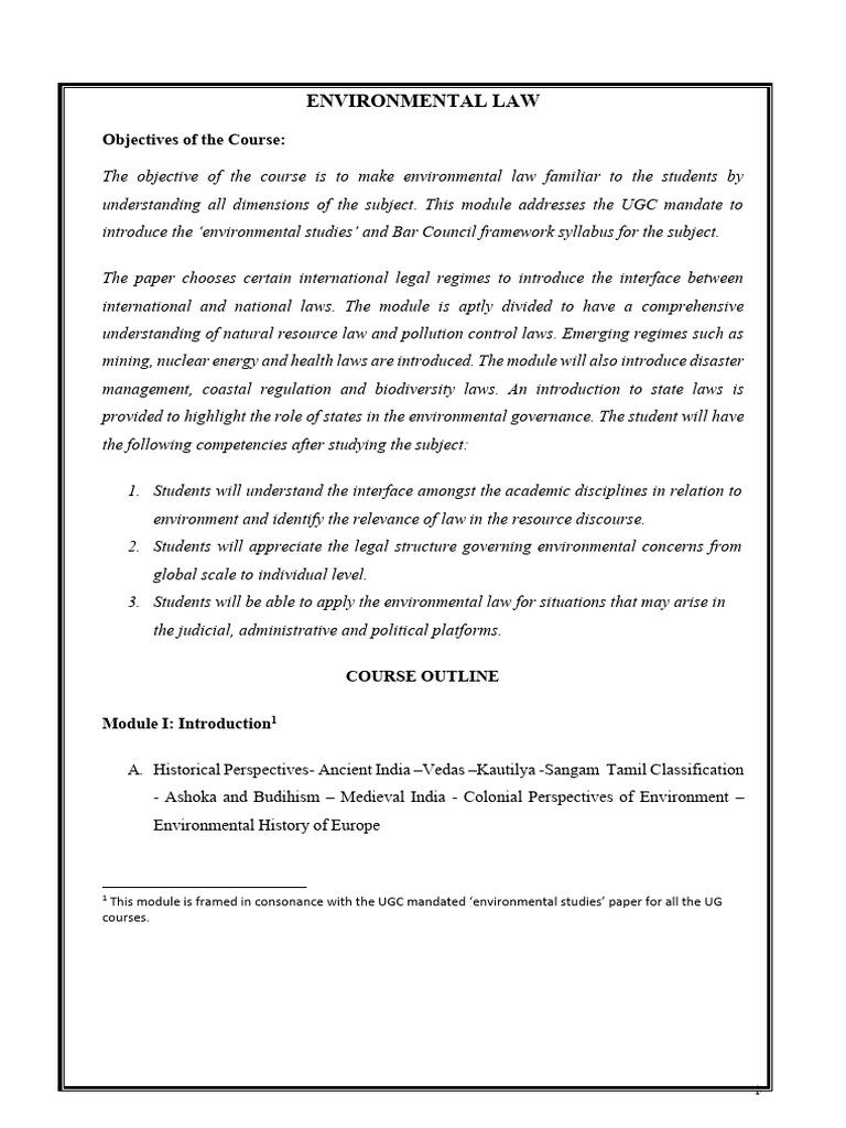 Environmental Law Syllabus | PDF | Environmental Law | Earth Sciences
