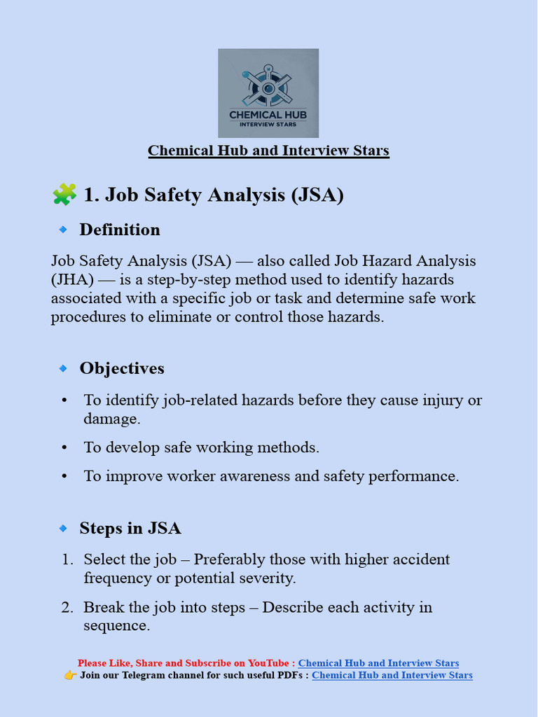JSA, HAZOP, HIRA and Safety in Material Handling | PDF | Risk ...