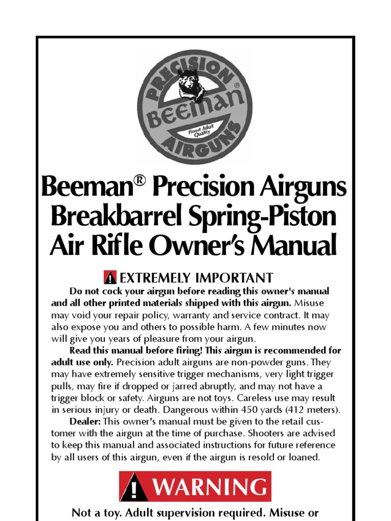 Beeman Break Barrel Air Rifle Manual | PDF | Rifle | Gun Barrel