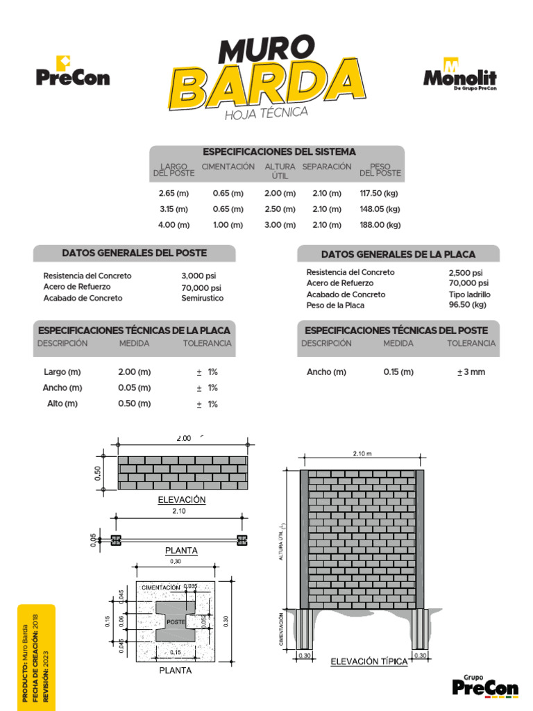 Barda Monolit | PDF | Albañilería | Ingeniería mecánica