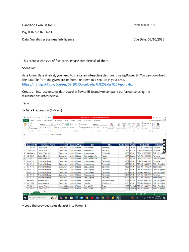 Power BI Dashboard Exercise for Analysts | PDF