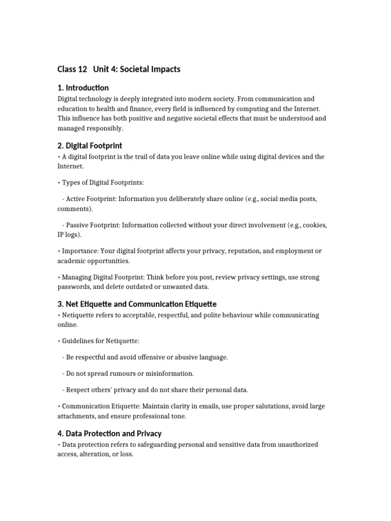 Class12 IP Societal Impact Detailed Notes | PDF | Electronic Waste ...