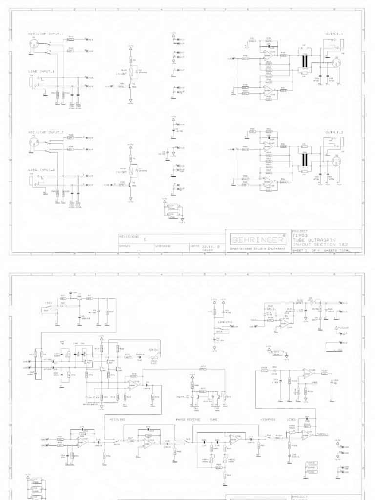 Behringer T1953 Tube Ultragain Processor Rev E SCH | PDF
