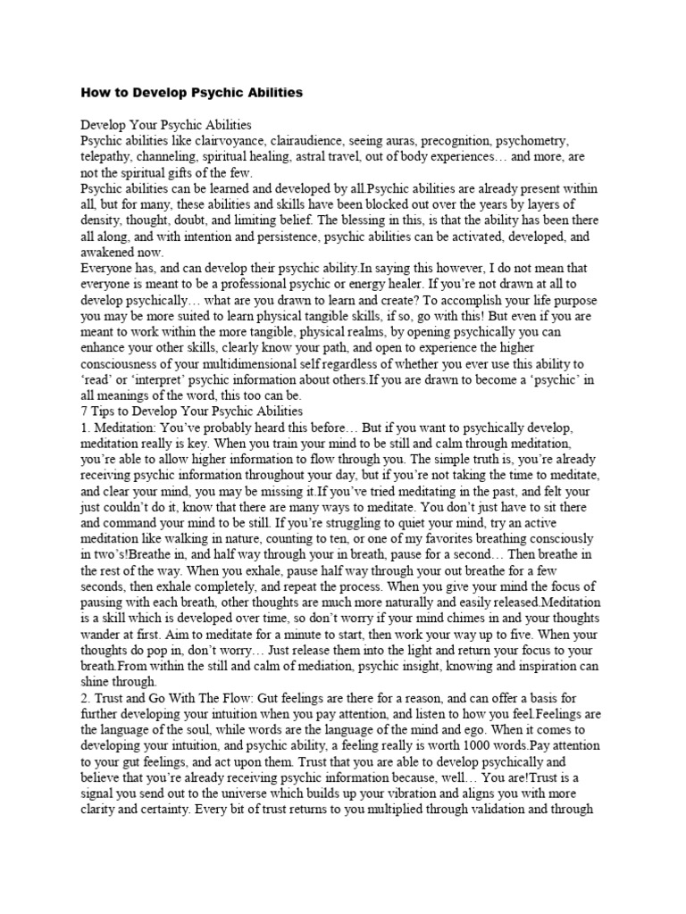 How to Develop Psychic Abilities | PDF | Meditation | Intuition