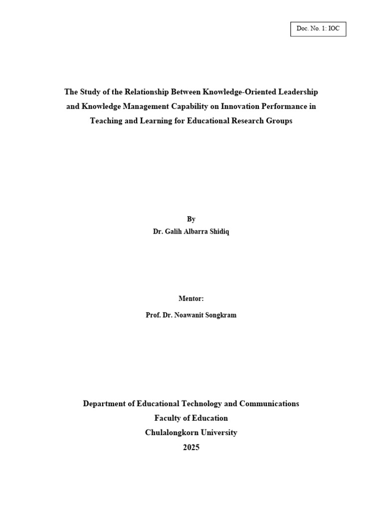 (IOC) The Study of The Relationship Between Knowledge-Oriented ...