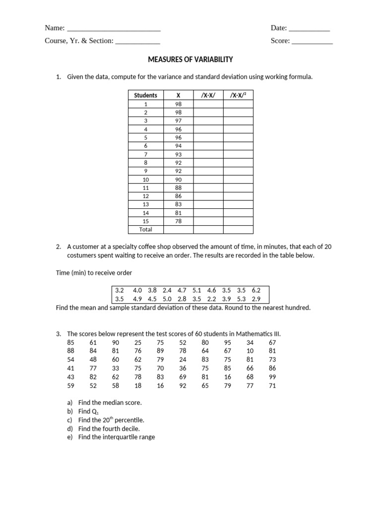 Measures of Variability | PDF