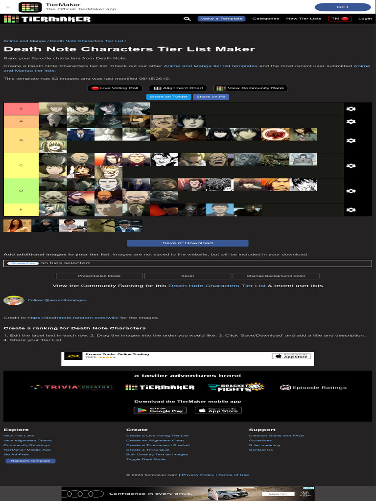 Death Note Characters Tier List Maker | PDF | Software