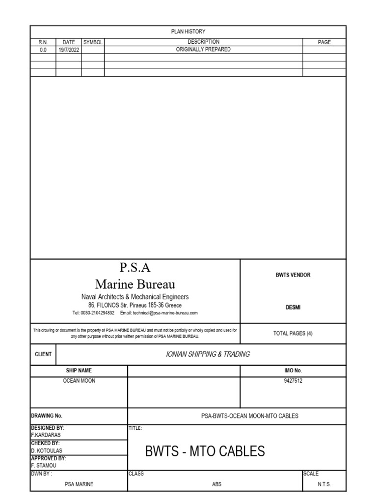 Psa Bwts Ocean Moon Mto Cables | PDF | Electricity | Electrical Engineering