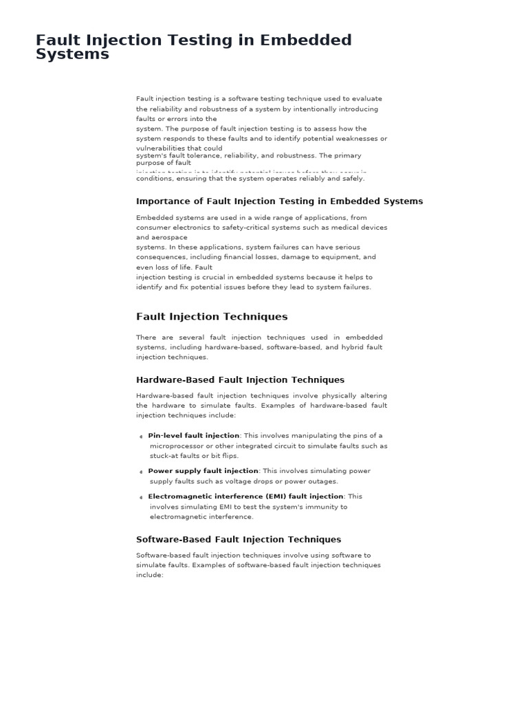 Fault Injection Testing in Embedded Systems | PDF | Reliability ...