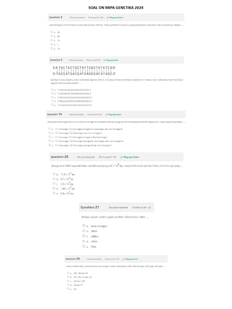 Soal On Mipa Genetika 2024 | PDF