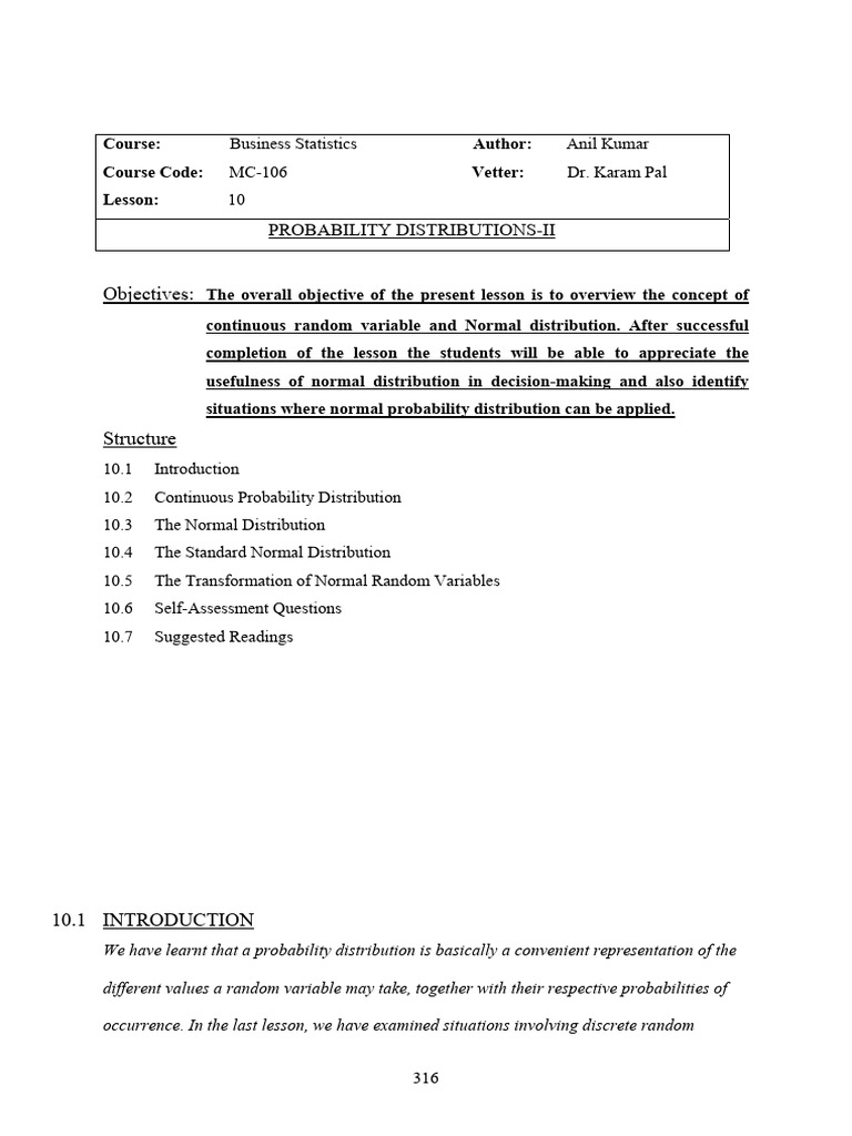 Probability Distributions II | PDF | Probability Distribution | Random ...