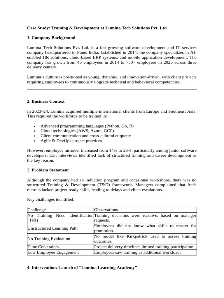 Case Study 1 HRM Learning & Development | PDF | Performance Appraisal ...