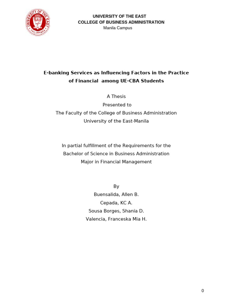 E-Banking's Impact on UE-CBA Students' Finances | PDF | Survey ...